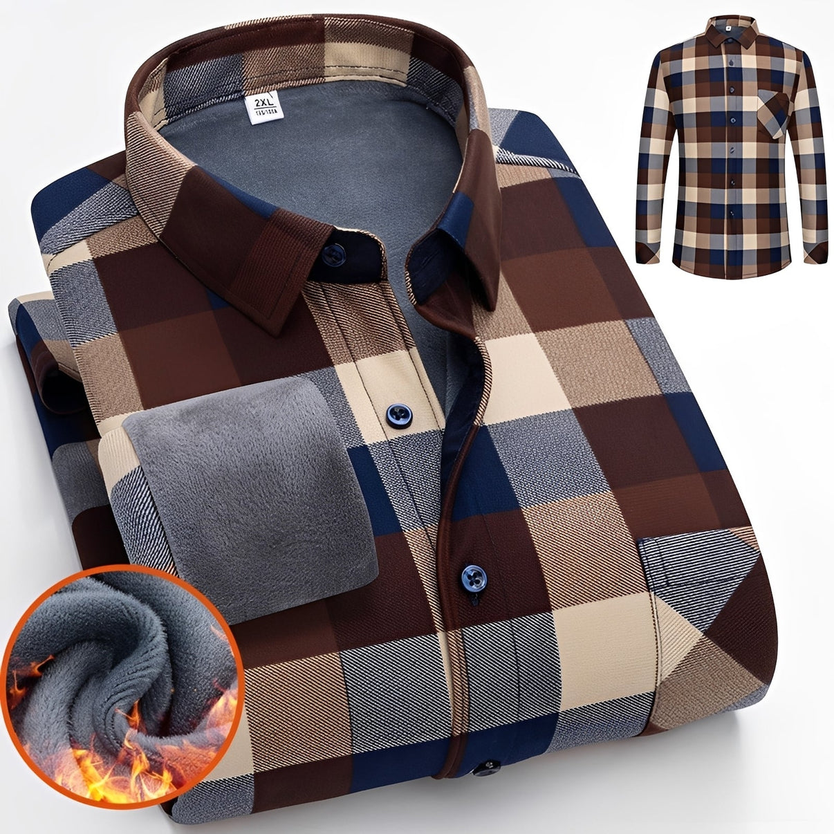 Anton - Cămașă în carouri stilată și caldă cu fleece cald pentru bărba ...